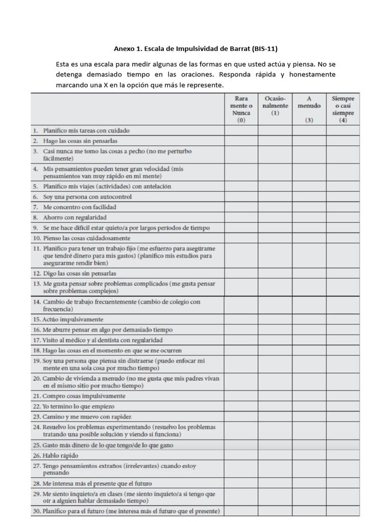 Bis-11 Test | PDF