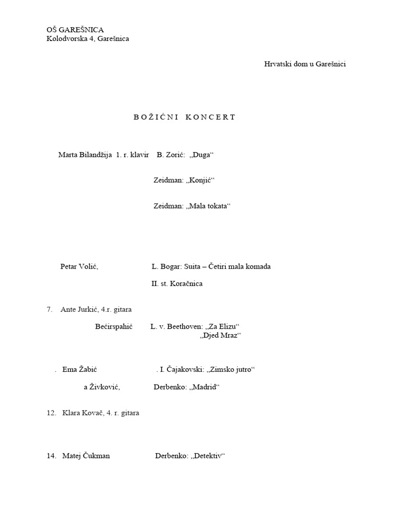 Bozicni Koncert 21. 12. 2022 | PDF