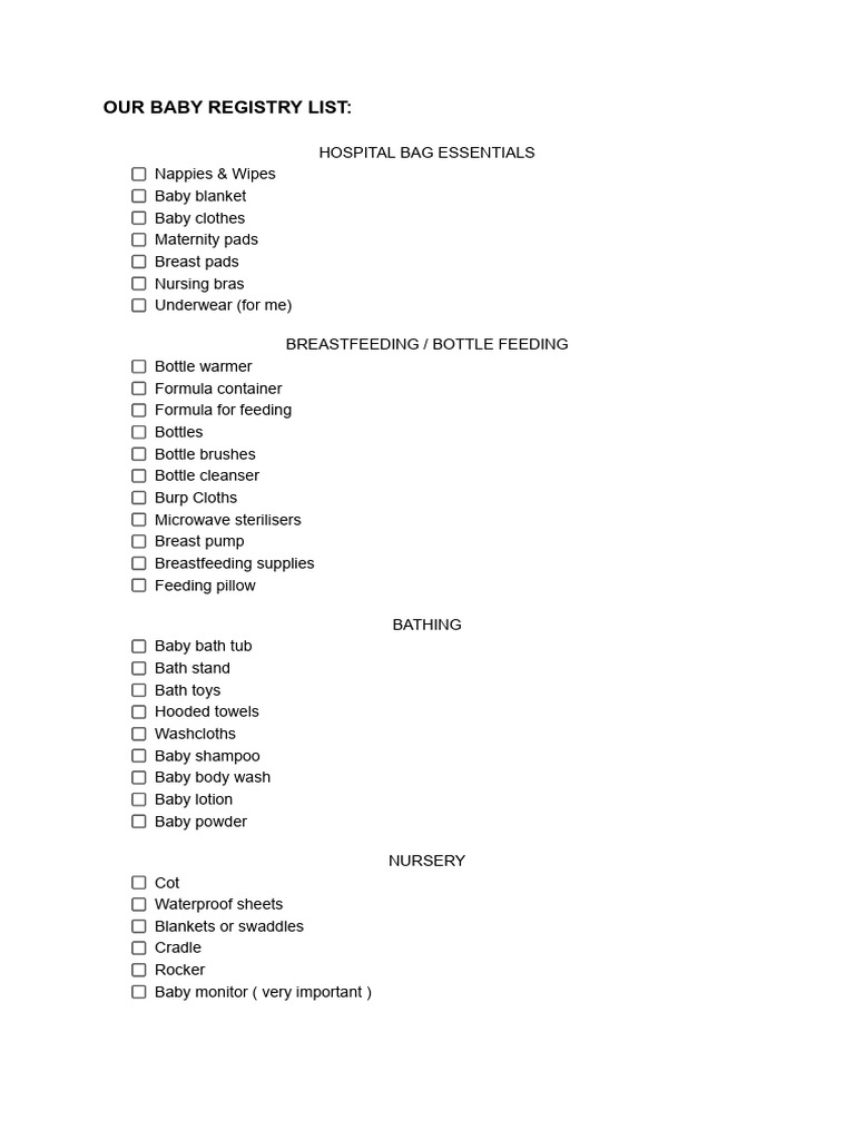 Our Baby Registry | PDF