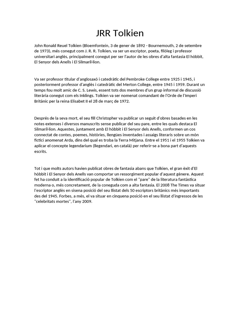 John Ronald Reuel Tolkien | PDF