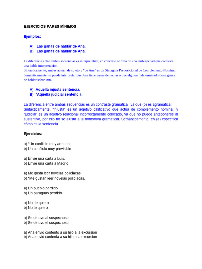 Ejercicio pares mínimos | PDF