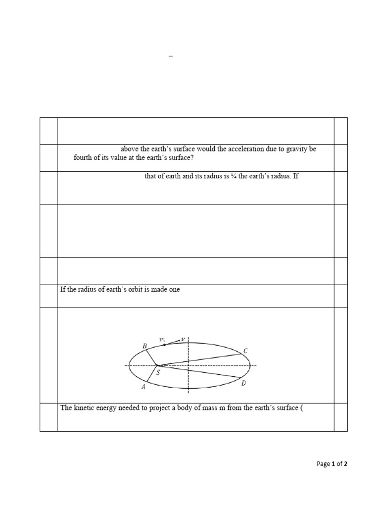 MCQ CH 7 Gravitation Phy Xi 1730091821 | PDF | Gravity | Force