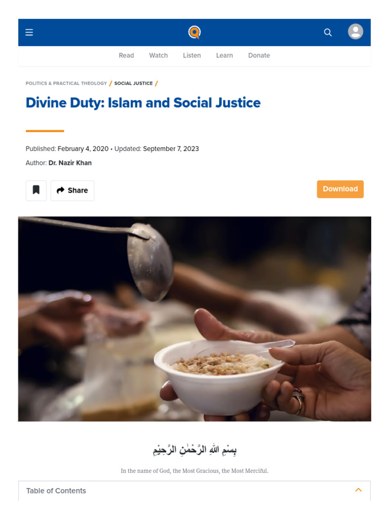Islam's Divine Duty to Social Justice | PDF | Muhammad | Quran