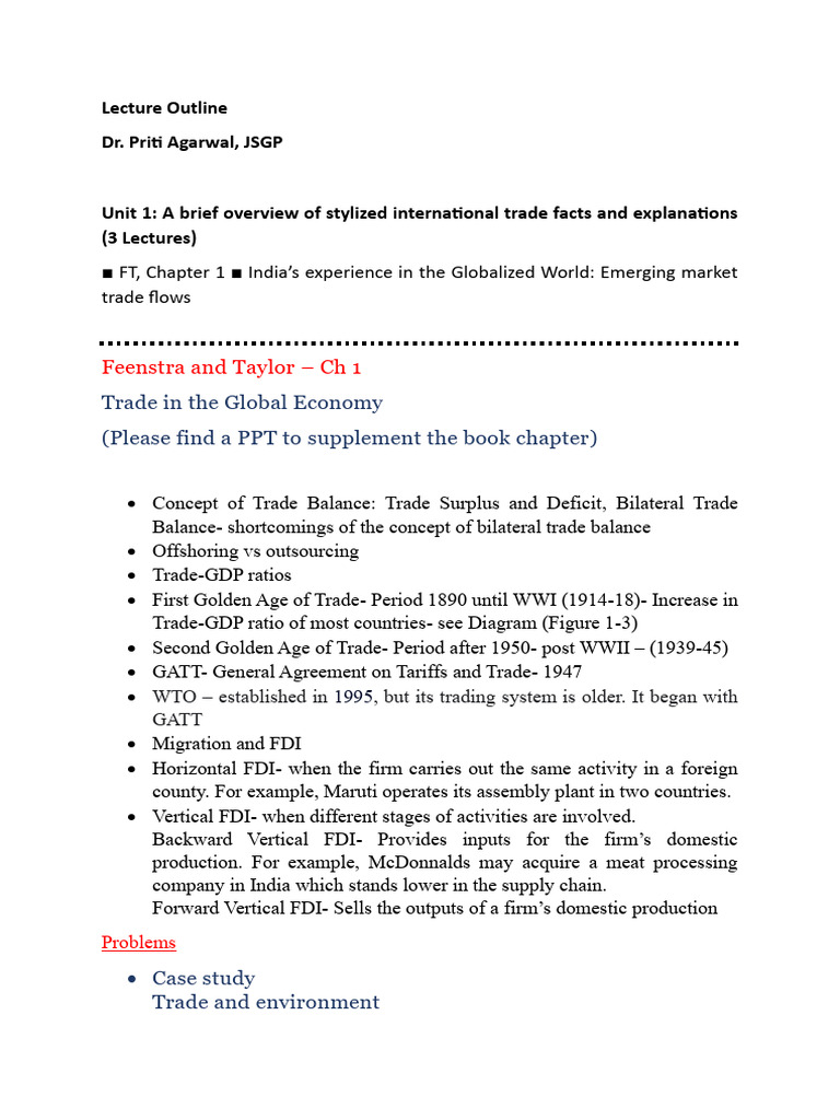 Lecture Outline - Unit 1 | PDF