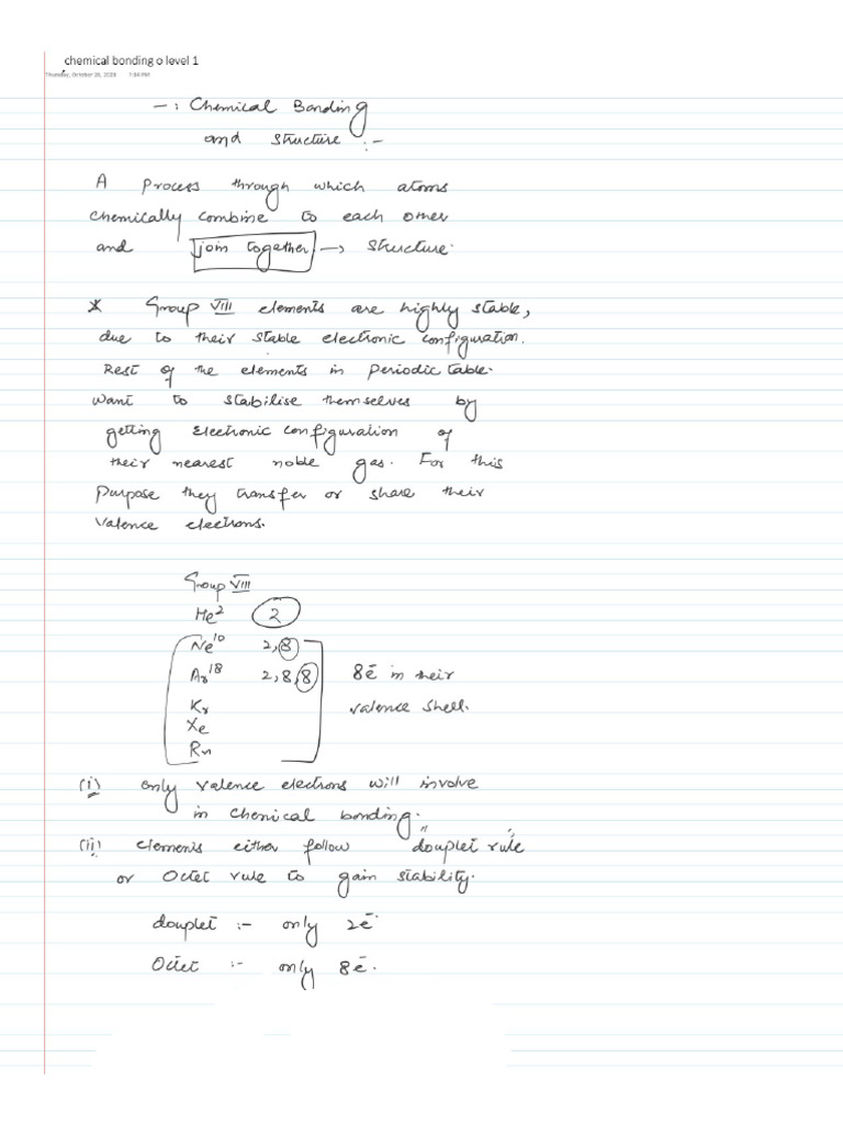 Chemical Bonding O Level 1 | PDF