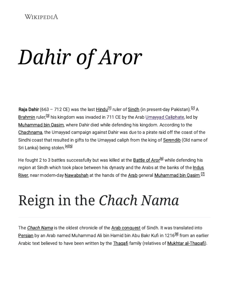 Dahir of Aror - Wikipedia | PDF | Sindh