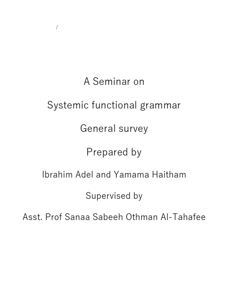 Systemic Functional Grammar | PDF | Word | Linguistics