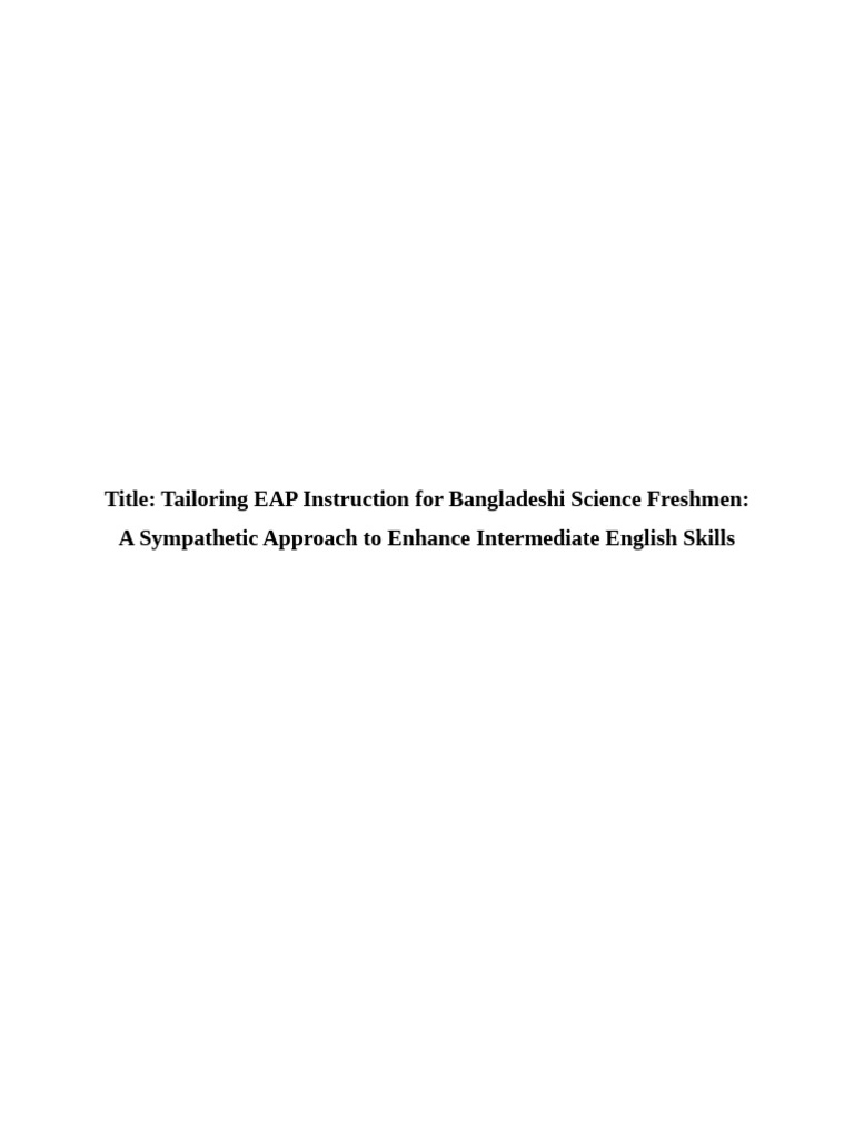EAP(Bangladesh) FINAL | PDF | Educational Assessment | Learning