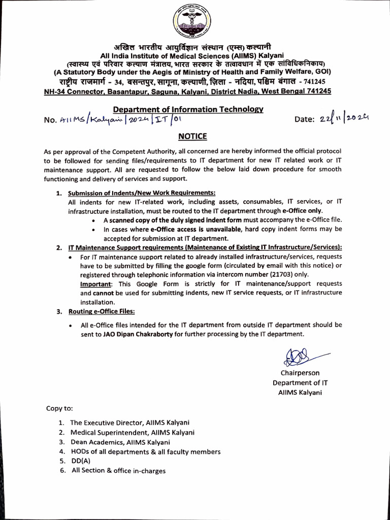 Notice On Protocol To Be Followed For Sending Files and Requirements To ...