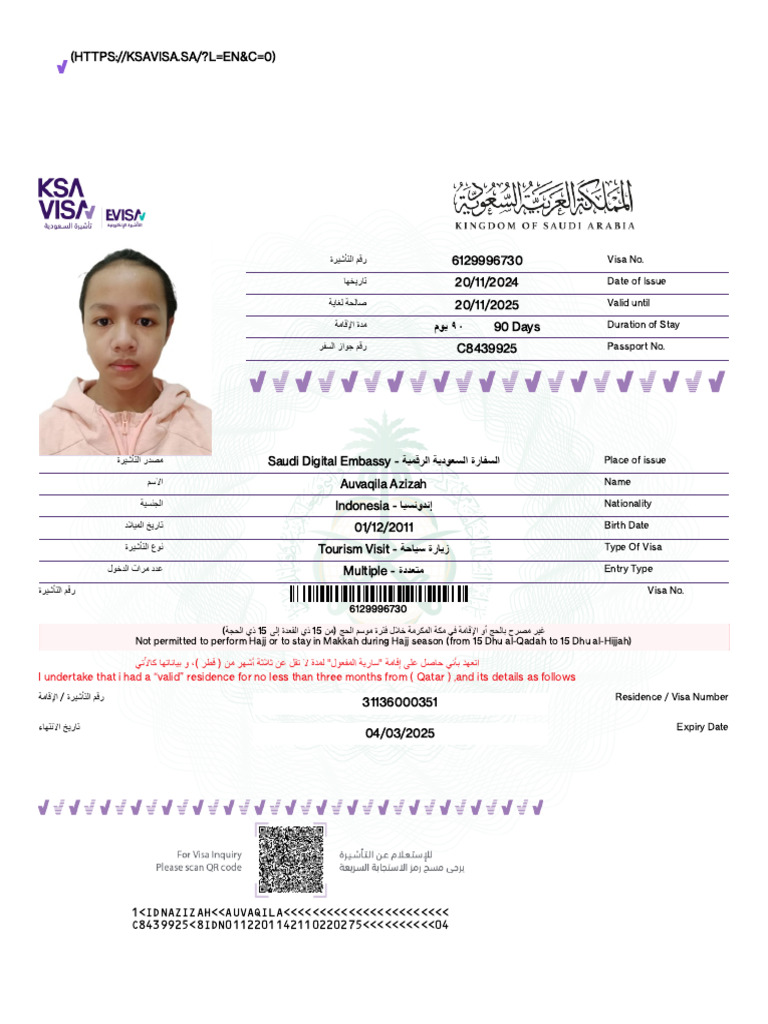 KSA Visa Auvaqila Azizah | PDF