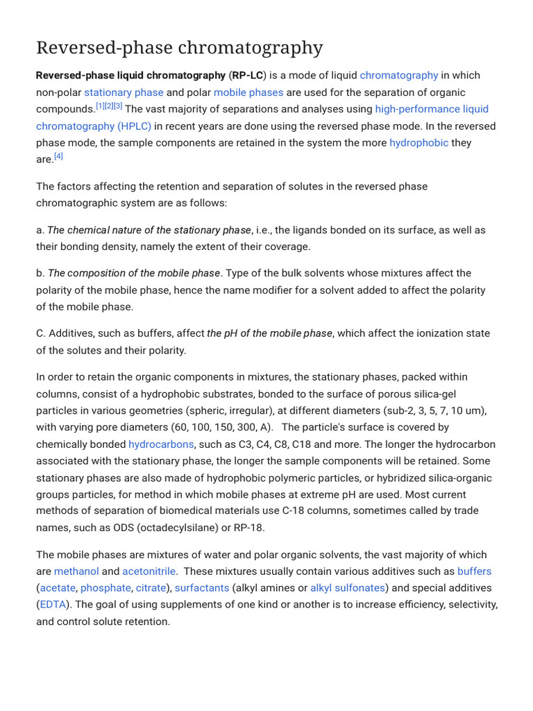Reversed-Phase Liquid Chromatography Guide | PDF | Chromatography ...