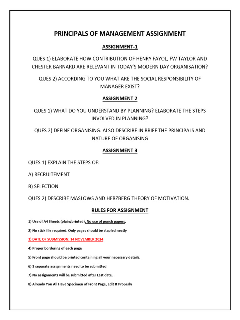 Management Principles Assignment Guide | PDF