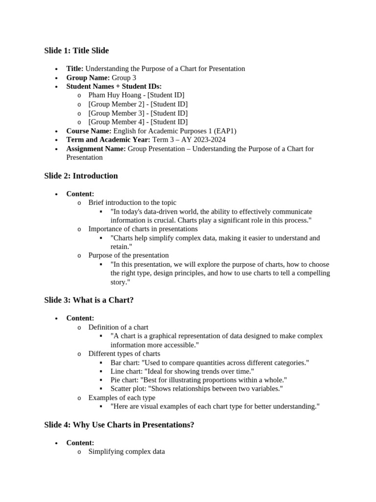 Purpose of Charts in Presentations | PDF | Chart | Narrative