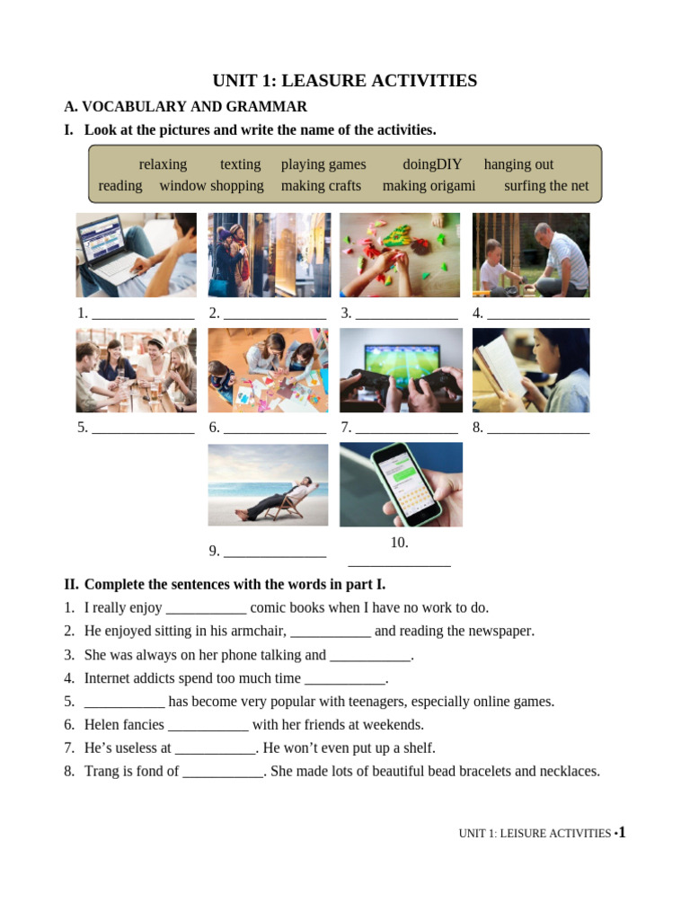 UNIT 1 (E8) | PDF | Leisure | Adolescence