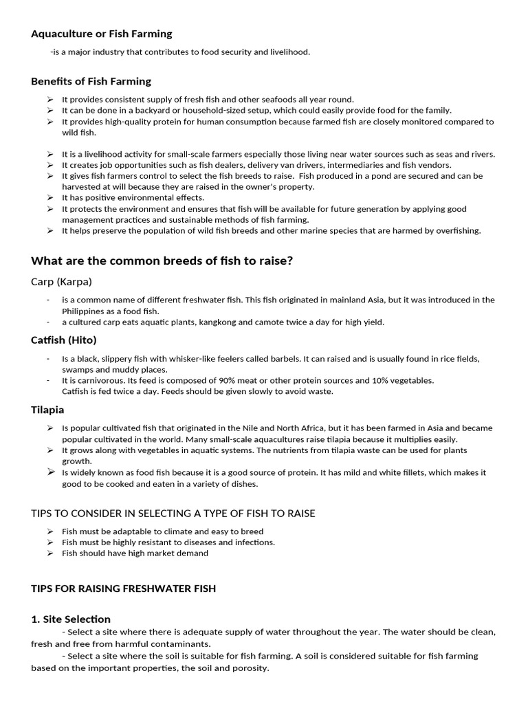 Aquaculture or Fish Farming-Lecture- | PDF | Aquaculture | Pond