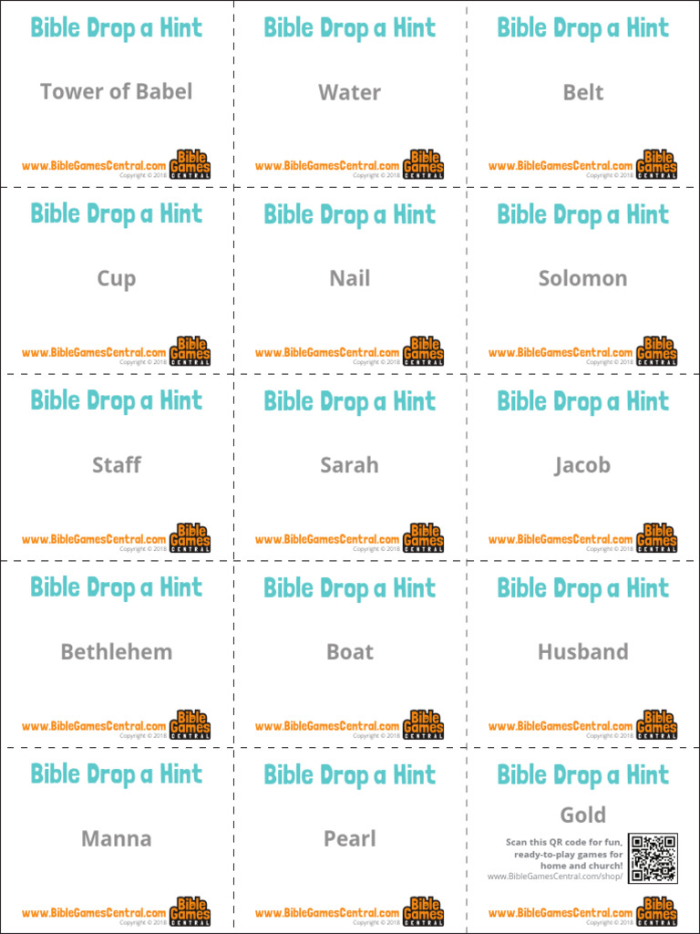 Bible Drop A Hint Cards | PDF | Torah Books | Old Testament Books