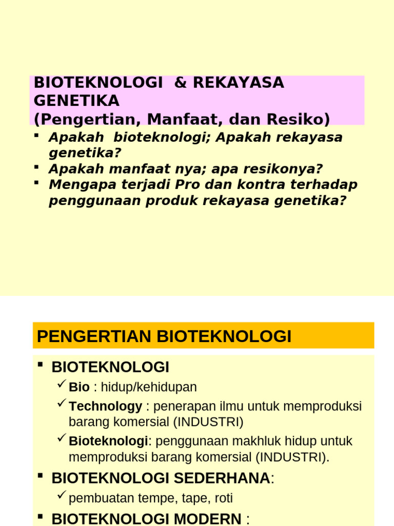 K---Materi Kuliah Bioteknologi Dan Rekayasa Genetika | PDF