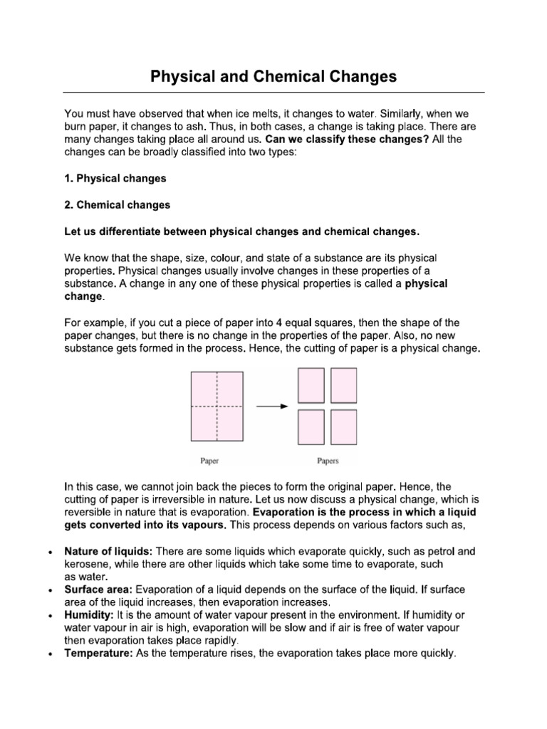 Physical and Chemical Changes | PDF