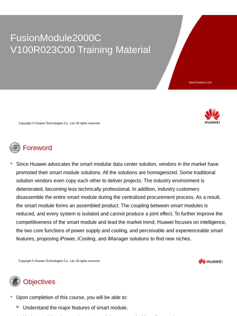 Huawei FusionModule2000C Training Guide | PDF | Power Supply | Data Center