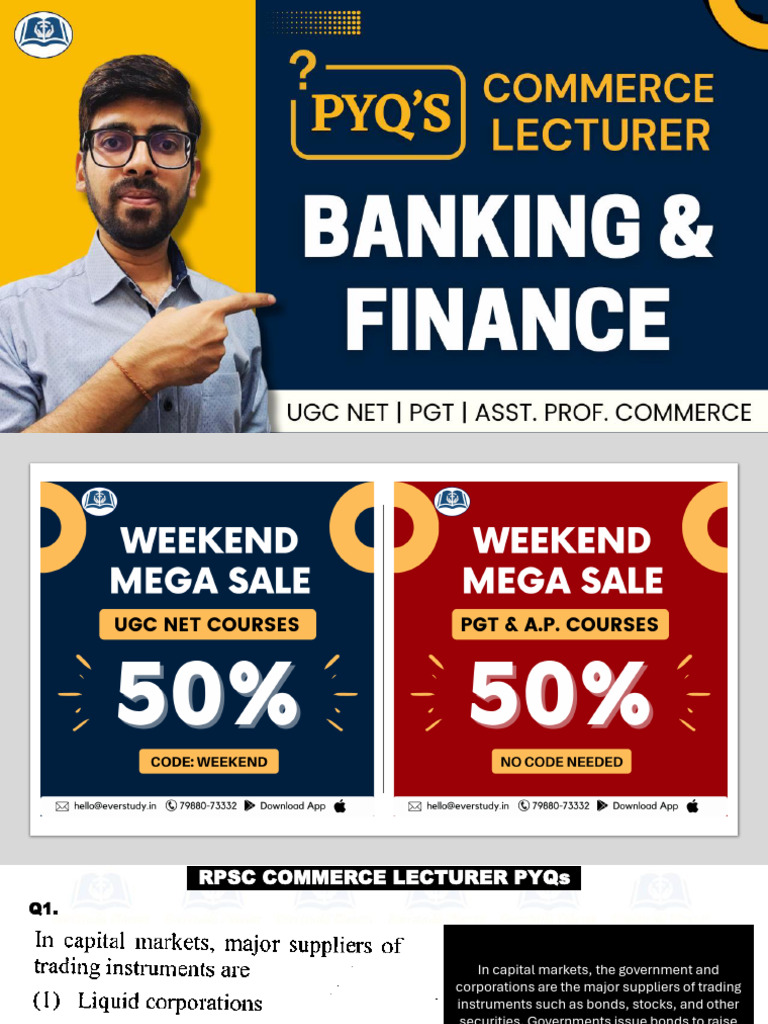 Banking - Commerce Lecturer PYQs | PDF | Securities (Finance) | Reserve ...