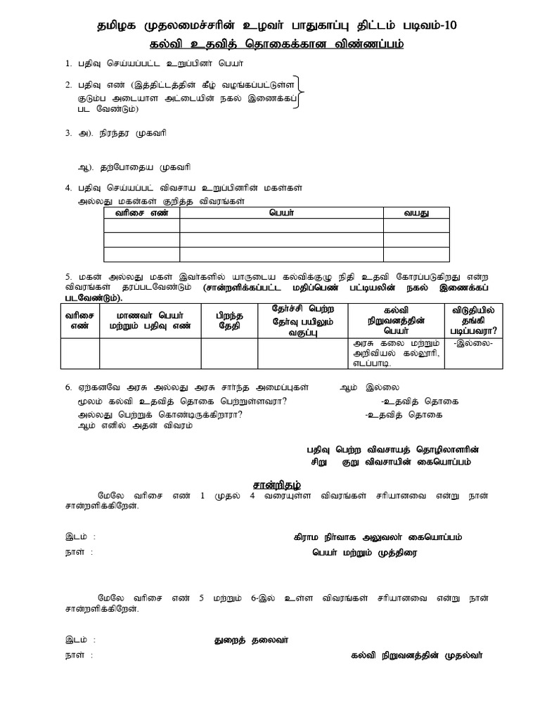 Ulavar Form Guidelines for THPIR | PDF