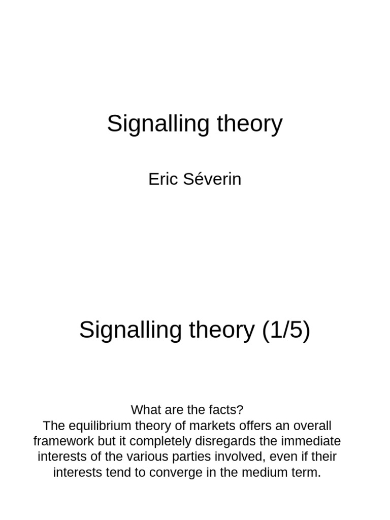 Signalling Theory | PDF