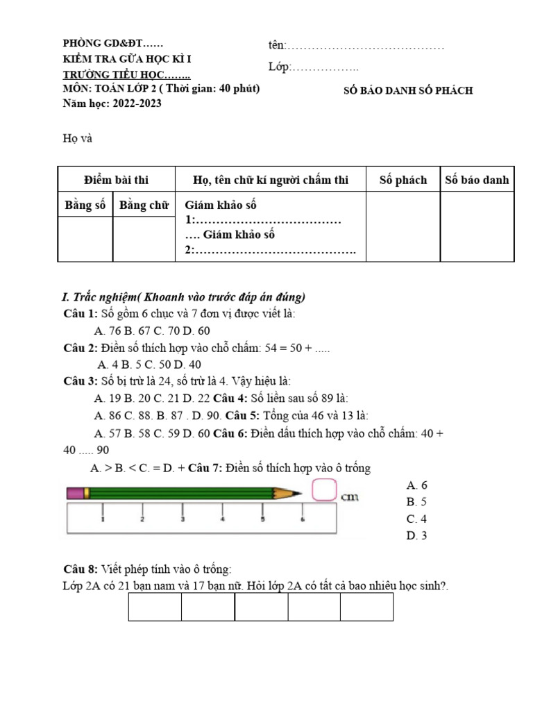 Kiểm Tra GK1 Lớp 2 CTST | PDF