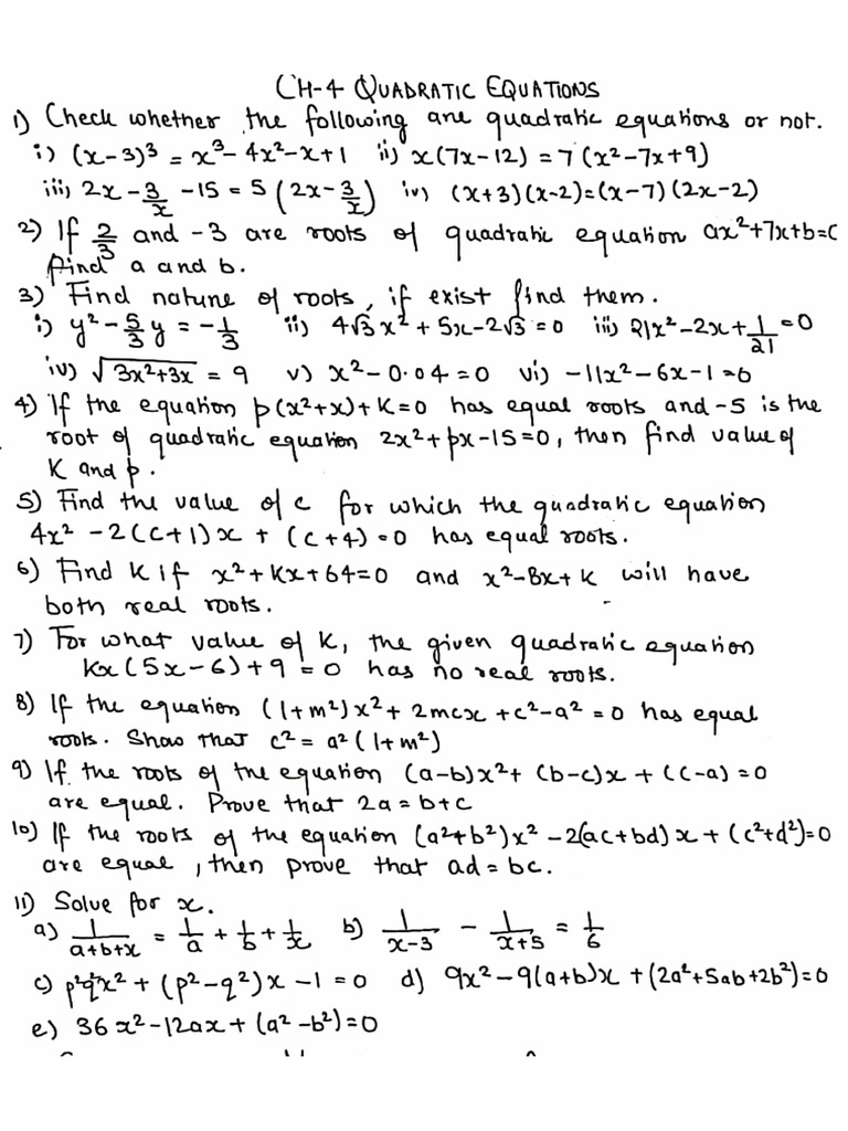 HW for Quadratic Equation(2) | PDF