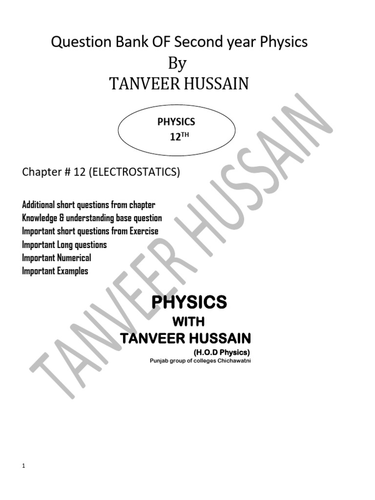 Physics Exam Prep: Electrostatics | PDF | Electric Field | Electrostatics