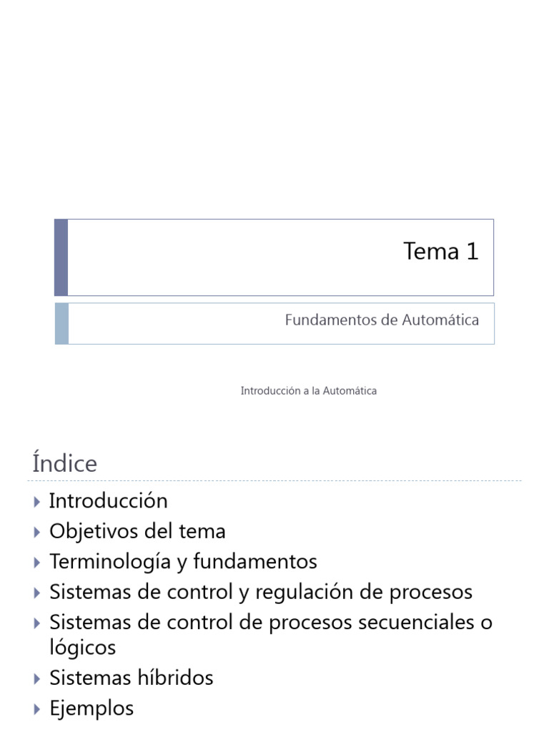 Introducción a la Automática y Control | PDF | Sistema de control | Automatización
