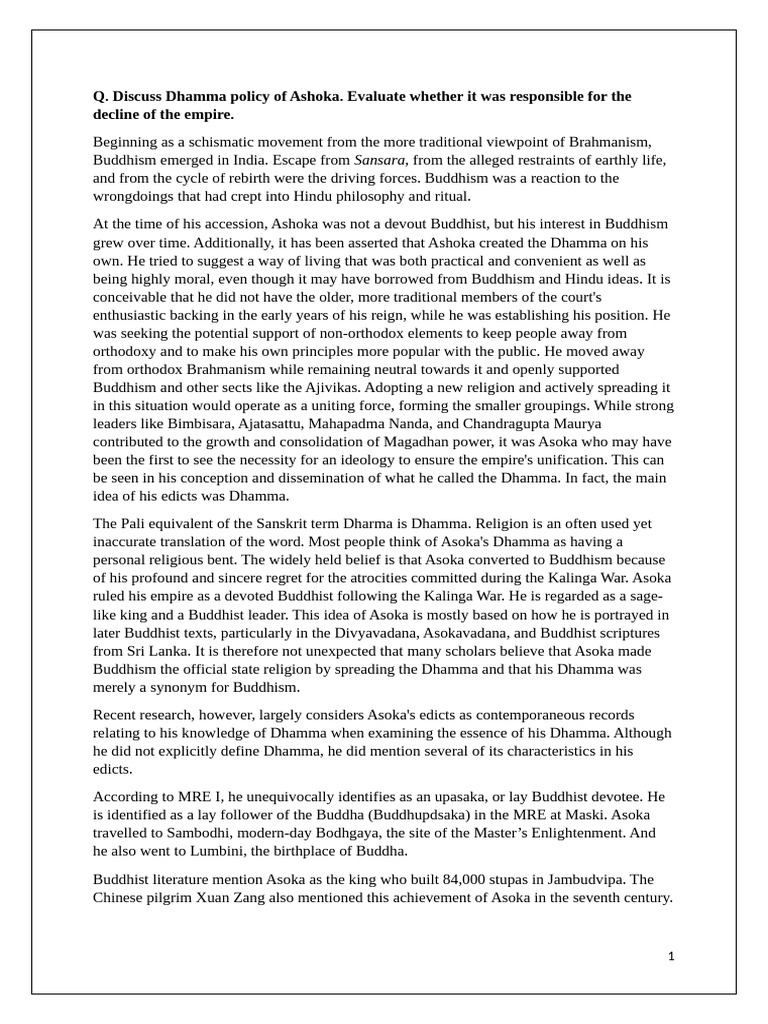 Assignment Ia | PDF | Ashoka | Dharma