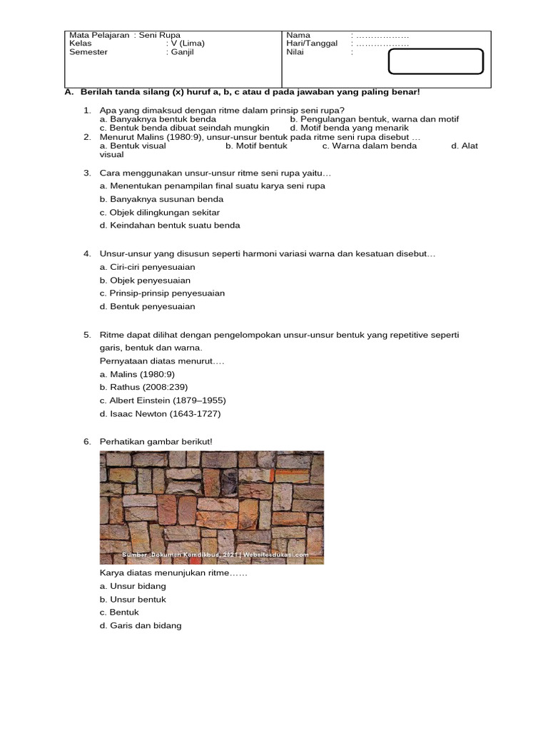 SAS 1 Seni Rupa Kelas 5 | PDF