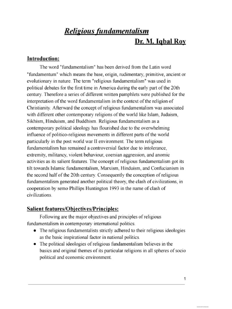 Religious Fundamentalism | PDF