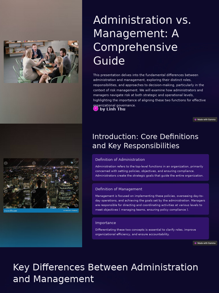 Administration Vs Management A Comprehensive Guide | PDF | Risk ...