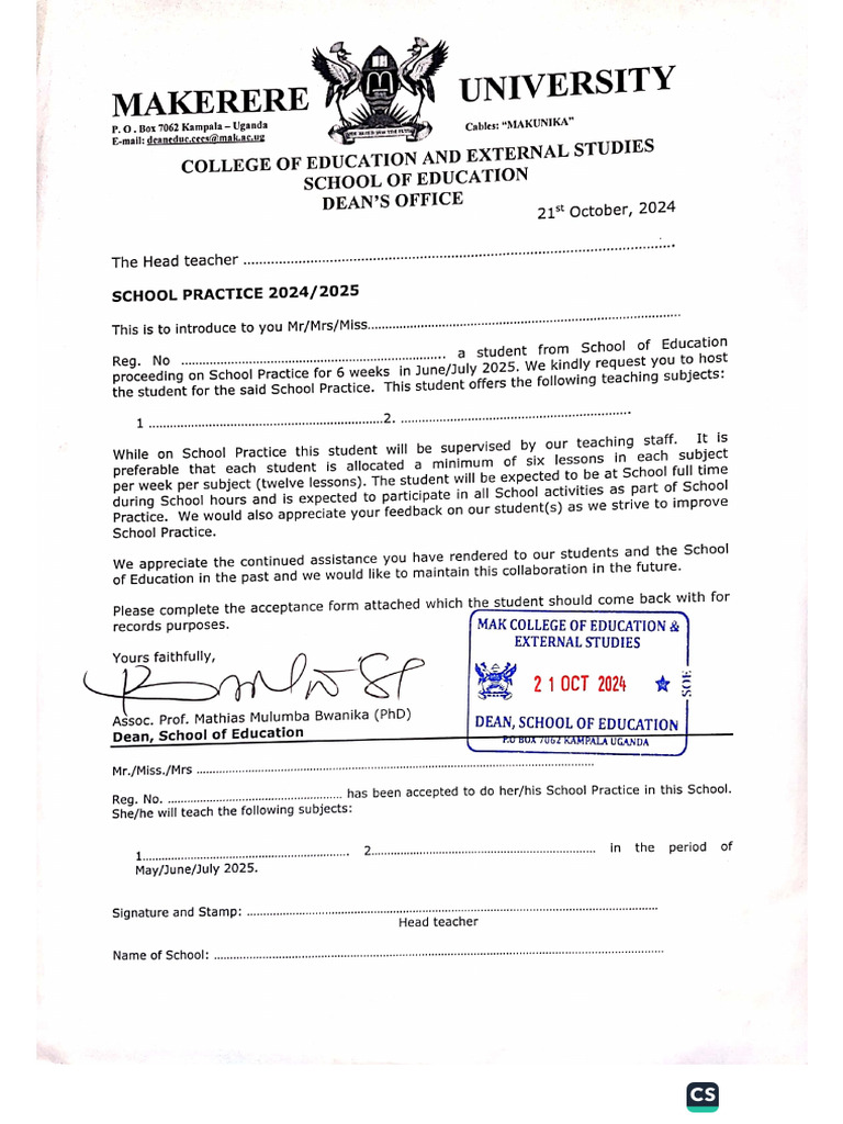 School Practice Letter 20242025-1 | PDF