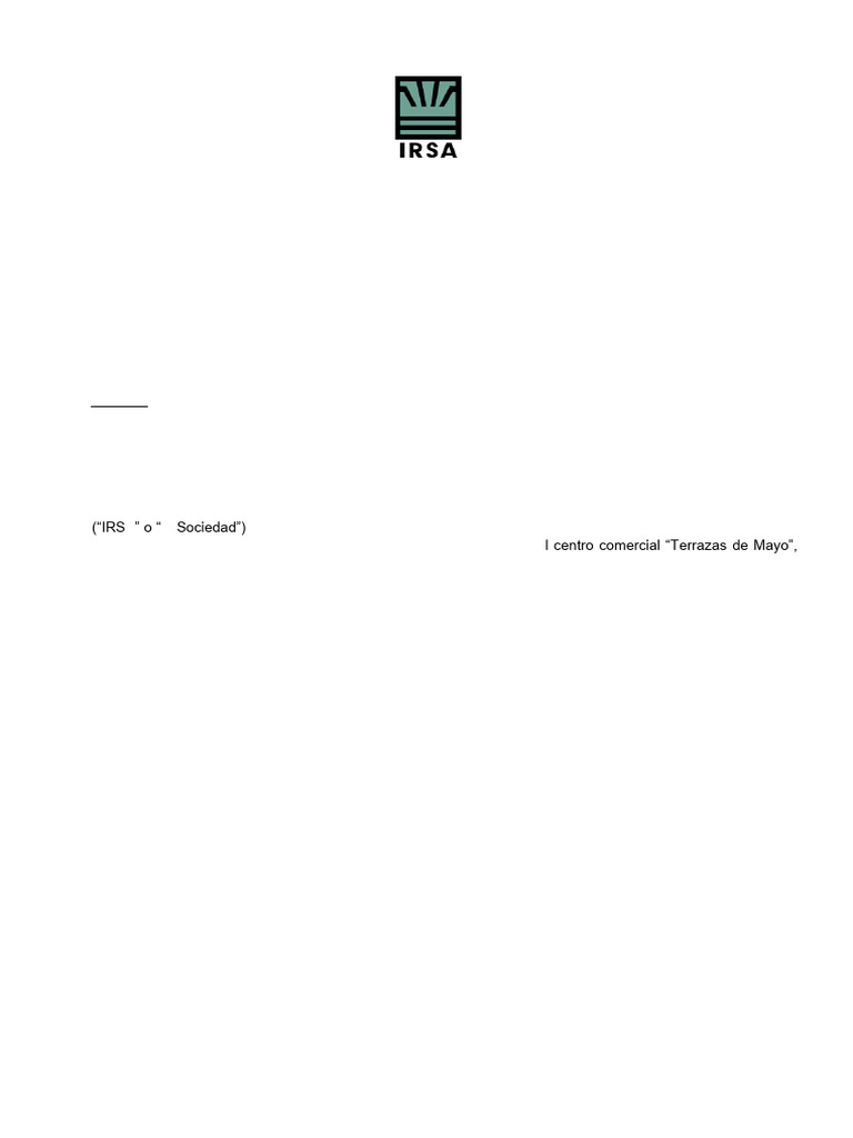 IRSA Adquiere Terrazas de Mayo | PDF
