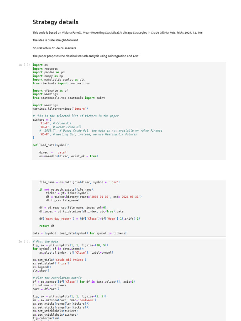 Stat Arb in Crude Oil Market | PDF | Applied Mathematics