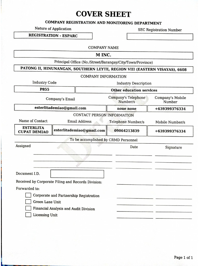 02 Cover Sheet | PDF