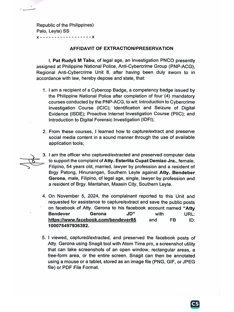 Affidavit of Preservation | PDF