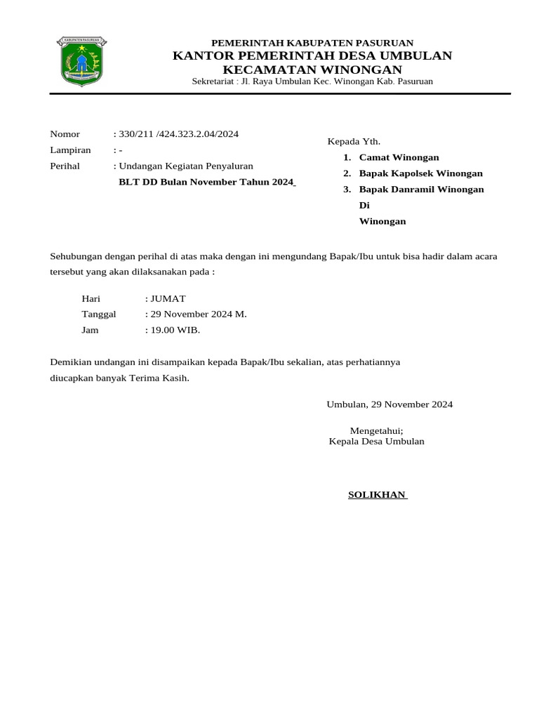 UNDANGAN BLT DD | PDF