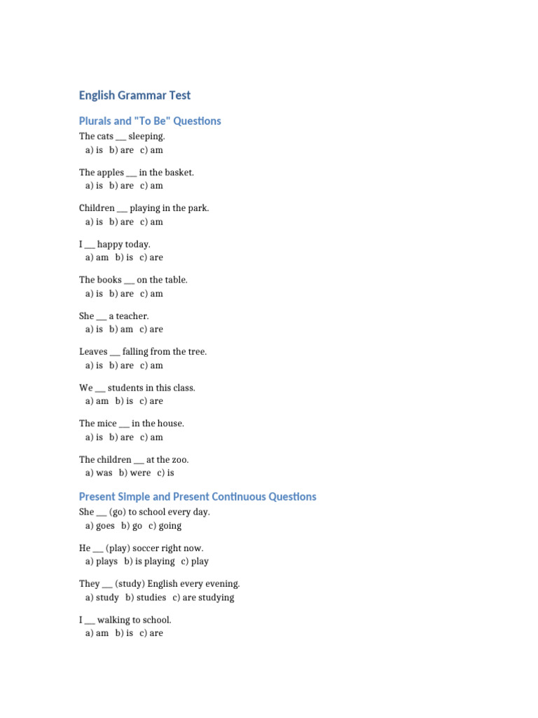 English Grammar Test | PDF