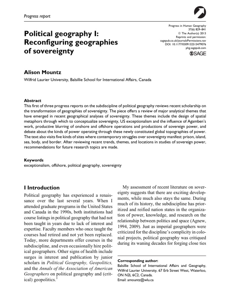 Political Geography I | PDF | Sovereignty | Political Science