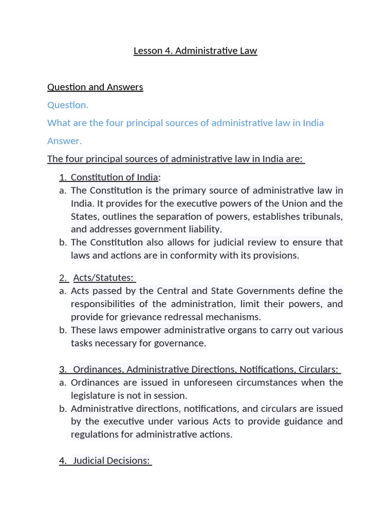 Sources of Administrative Law in India | PDF | Tort | Legal Liability