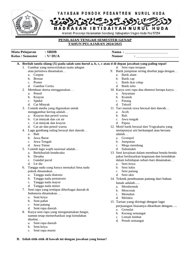 Soal SBDB KLS 5 Genap | PDF