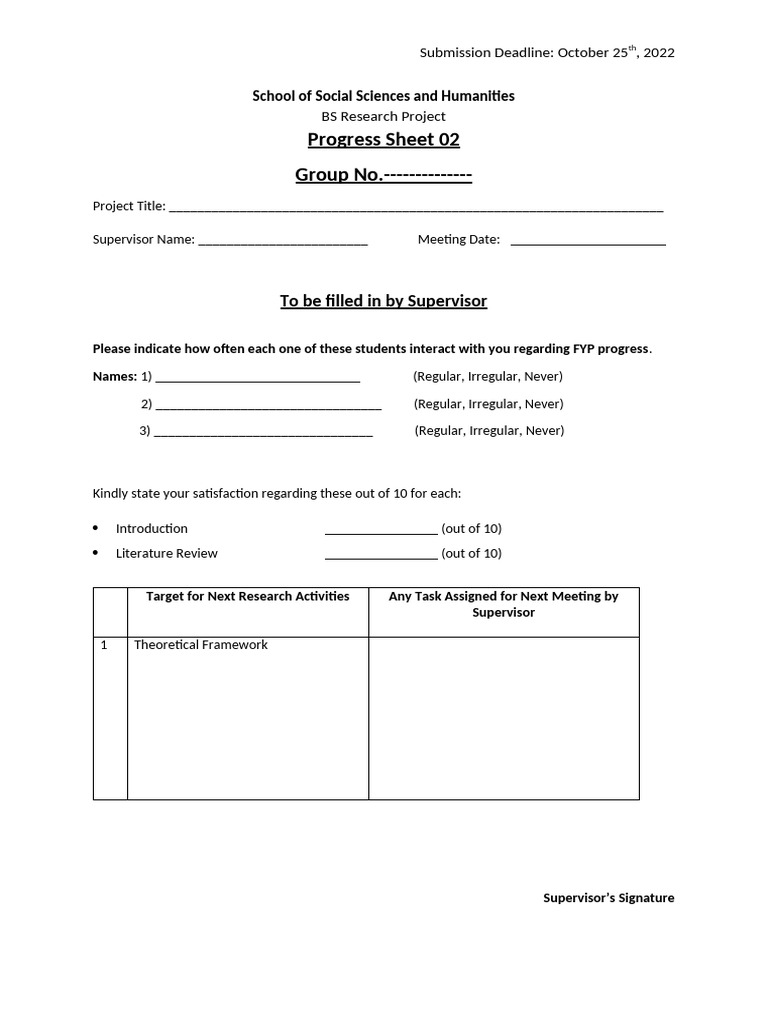 BS Research Project Progress Sheet | PDF