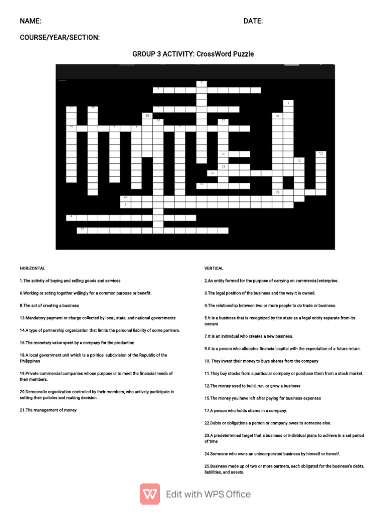 Group3onlineactivity Crossword | PDF | Stocks | Money