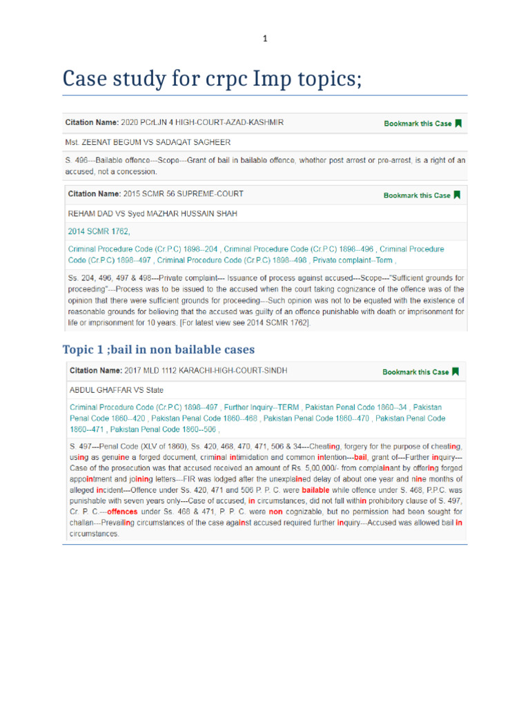 Case Study For CRPC Imp Topics | PDF