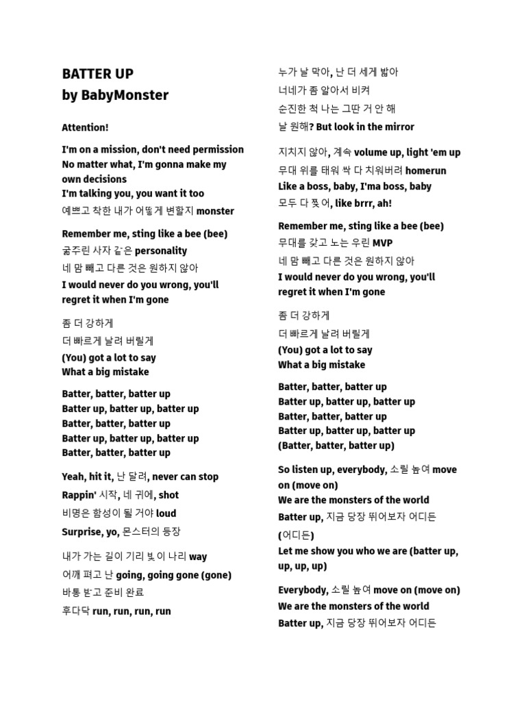 BATTER UP (BabyMonster) | PDF