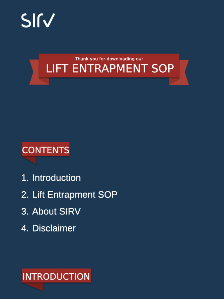 Lift Entrapment SOP Guide | PDF | Elevator