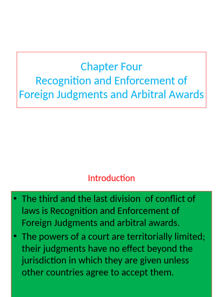 6Chapter Four Recognition and Enforcement | PDF | Judgment (Law) | Comity